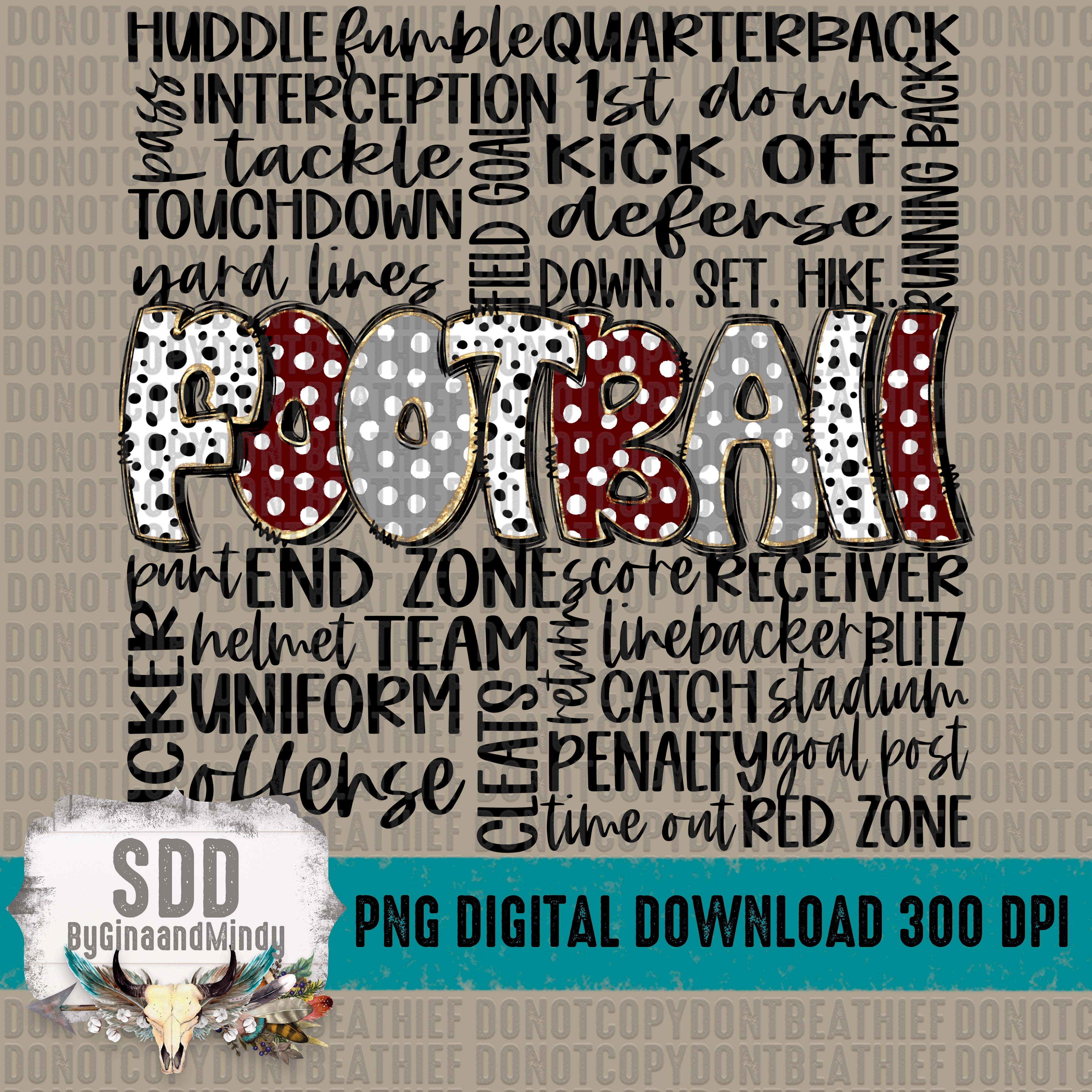 Football Doodle Word Art (Maroon & Grey) Bundle – SDDbyGinaandMindy