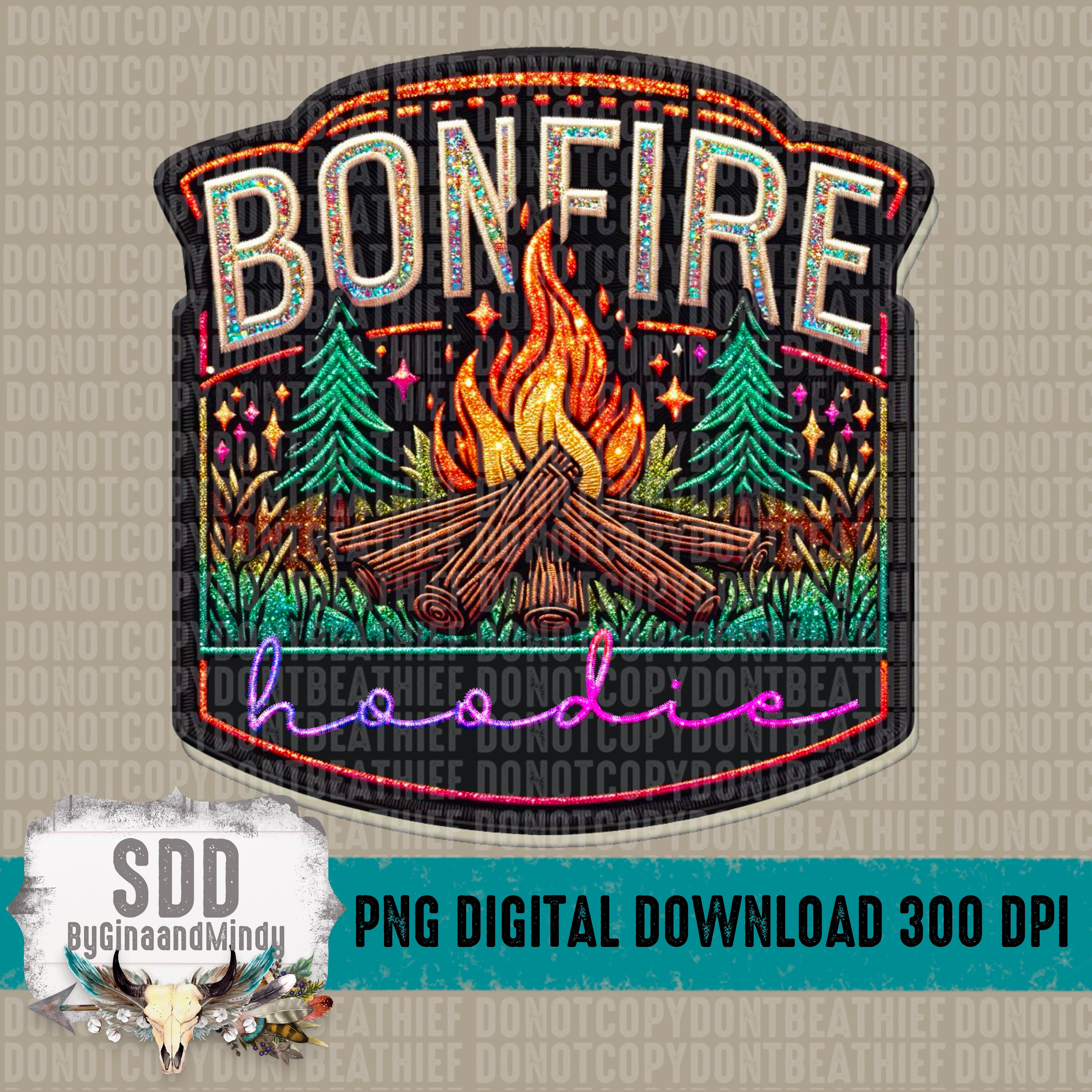 Bonfire Hoodie Faux Embroidery – SDDbyGinaandMindy