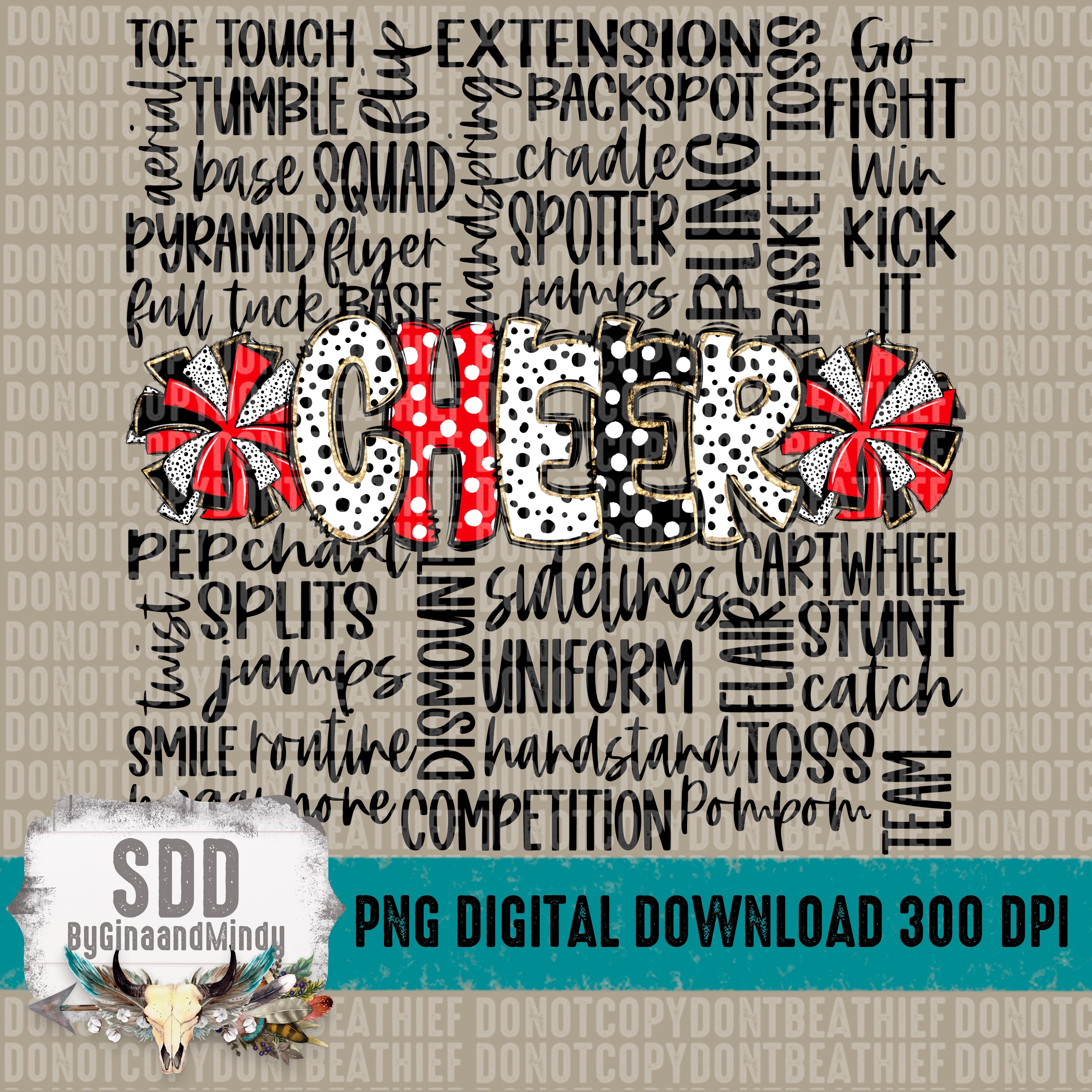Cheer Doodle Word Art -Red & Black – SDDbyGinaandMindy