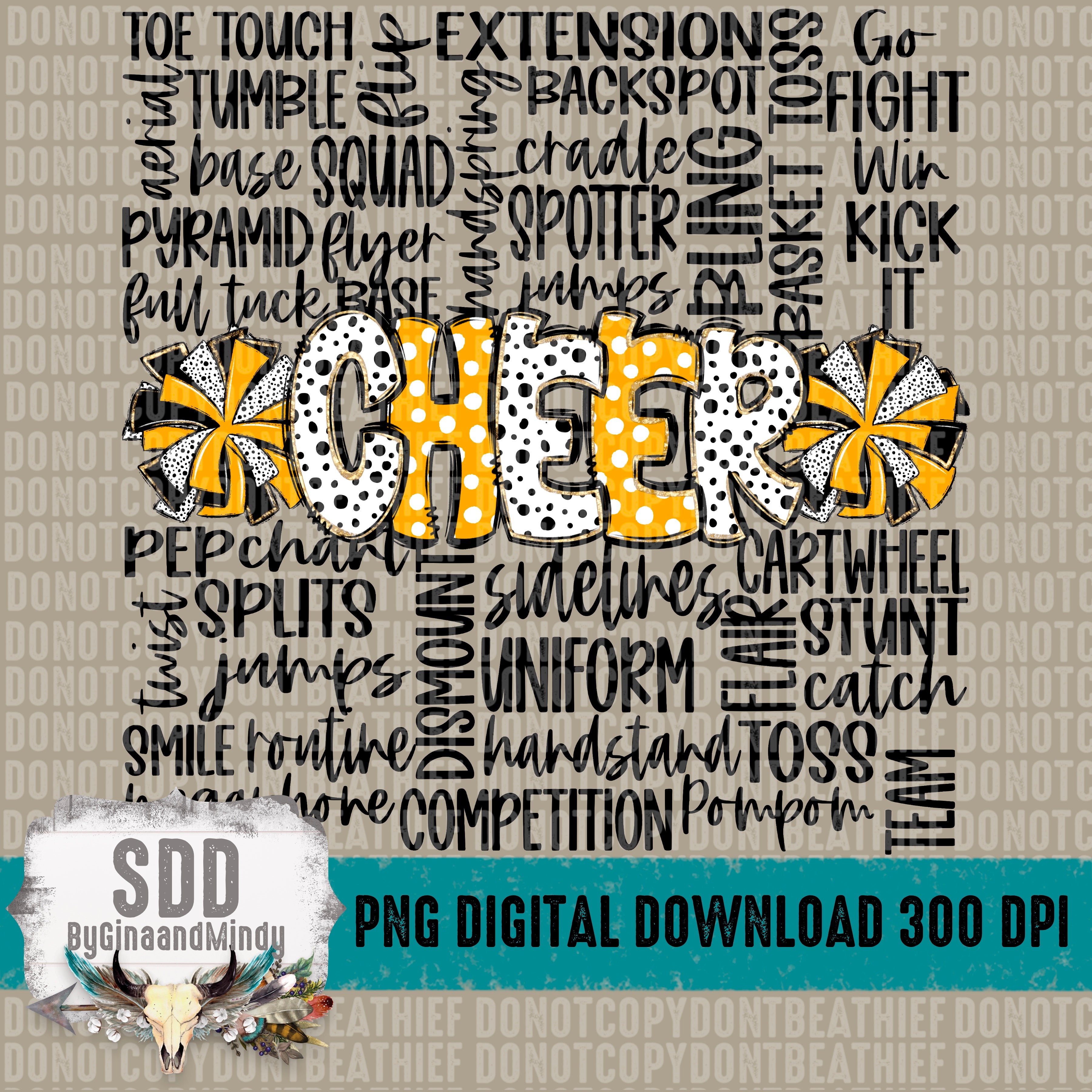 Cheer Doodle Word Art -YG & Black – SDDbyGinaandMindy