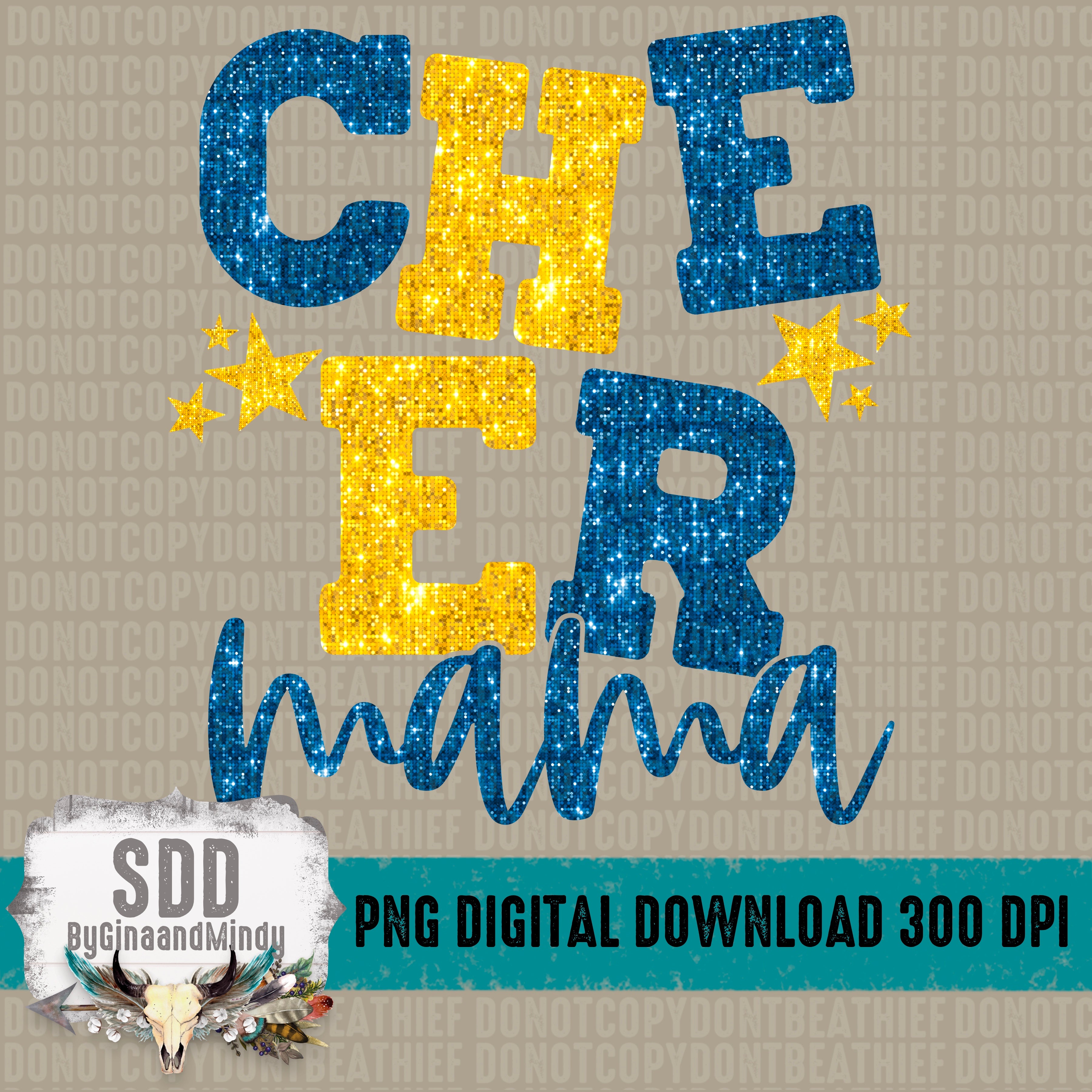 Cheer Mama Bundle With Stars; Blue & Yellow Gold – SDDbyGinaandMindy