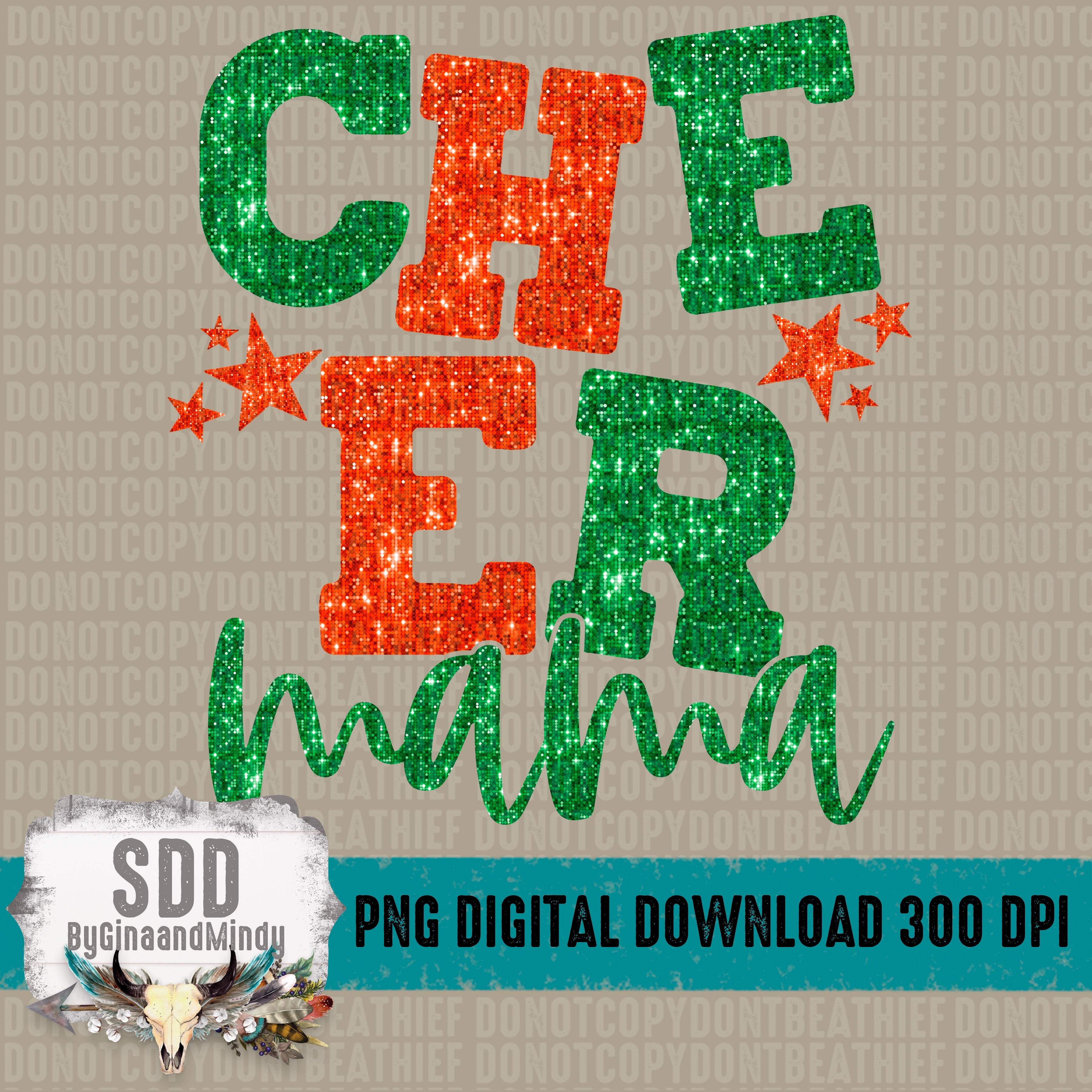 Cheer Mama Bundle With Stars; Green & Orange – SDDbyGinaandMindy
