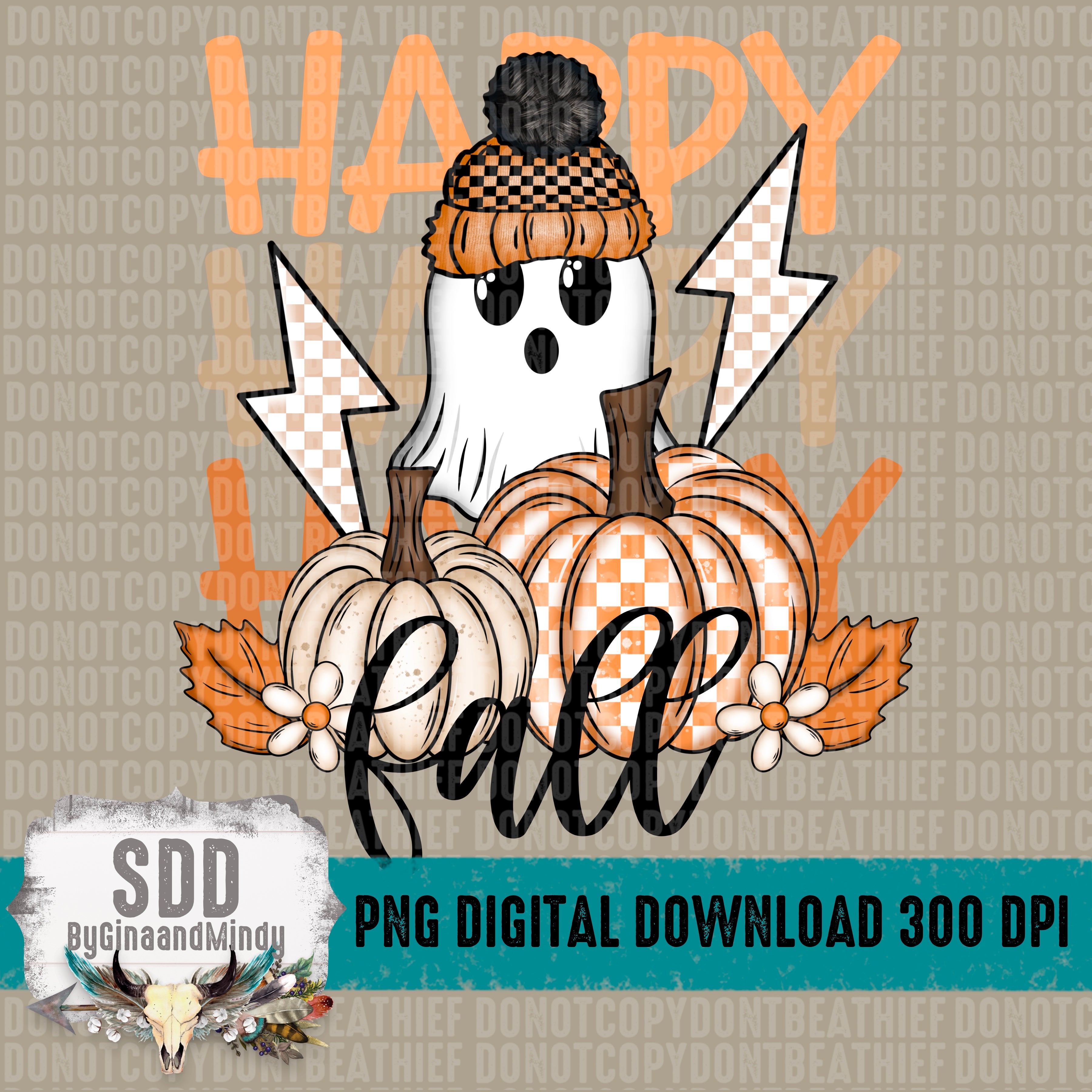 Happy Stacked Fall Ghost Checkered – SDDbyGinaandMindy