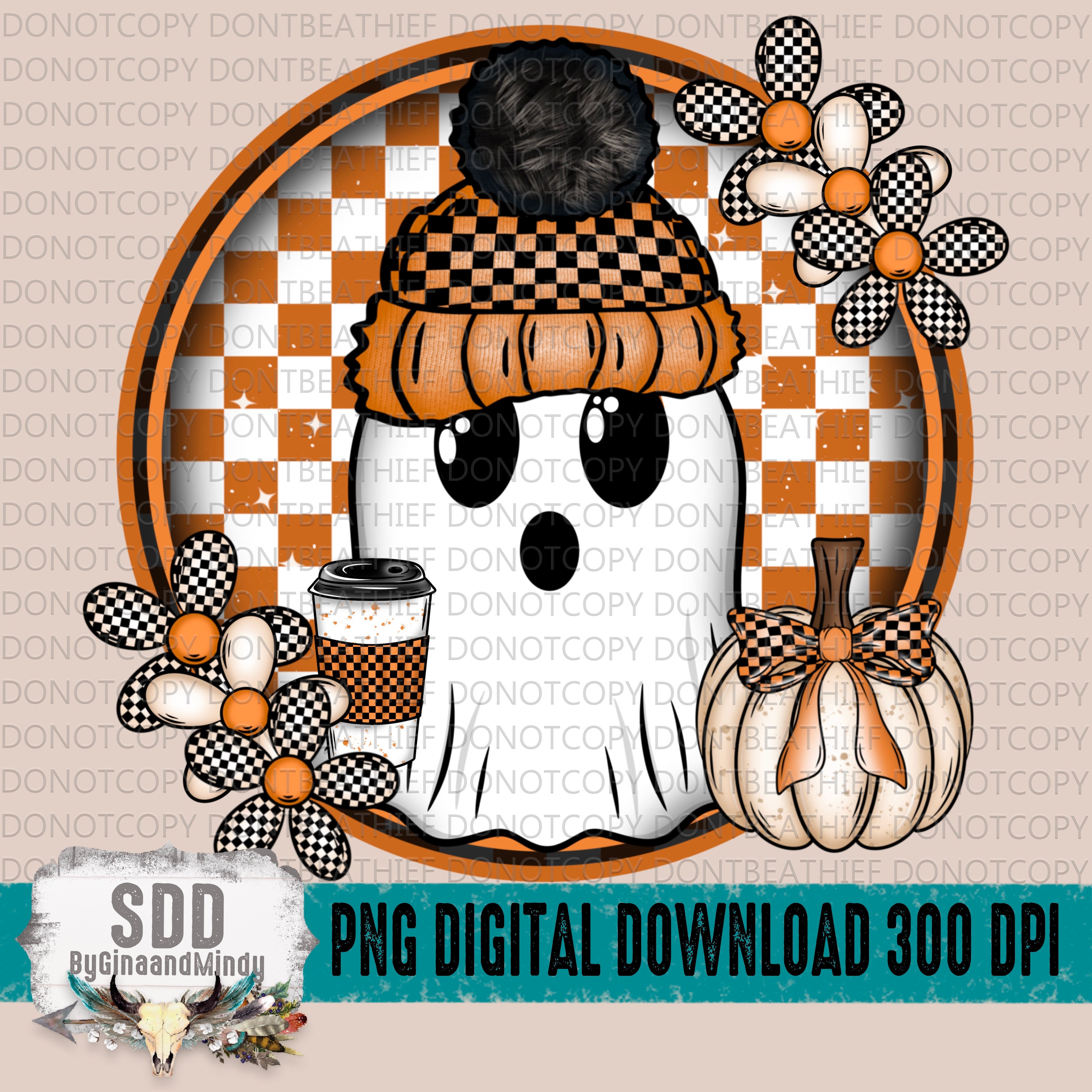 Hello Fall Checkered Ghost – SDDbyGinaandMindy