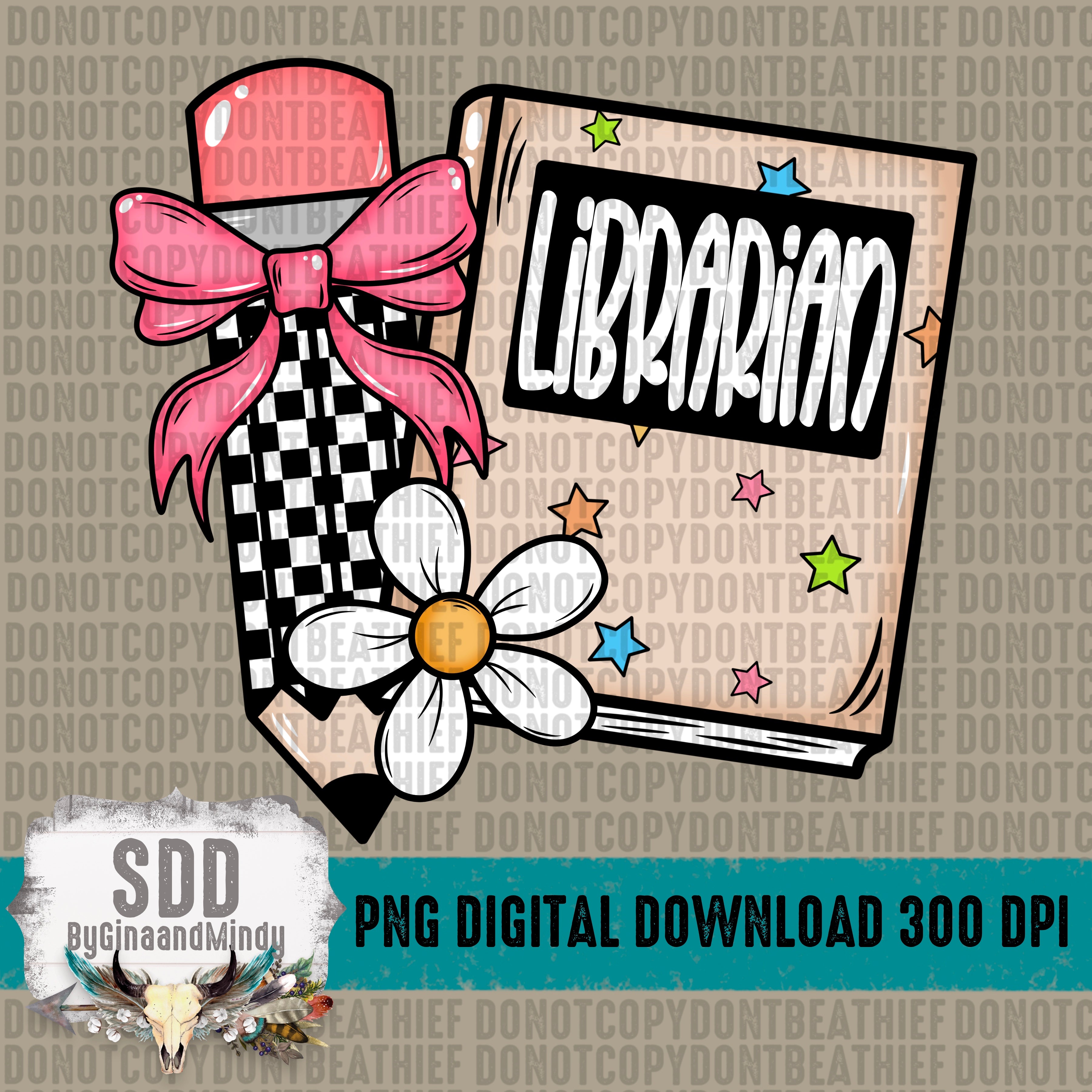 Checkered Pencil Librarian – SDDbyGinaandMindy