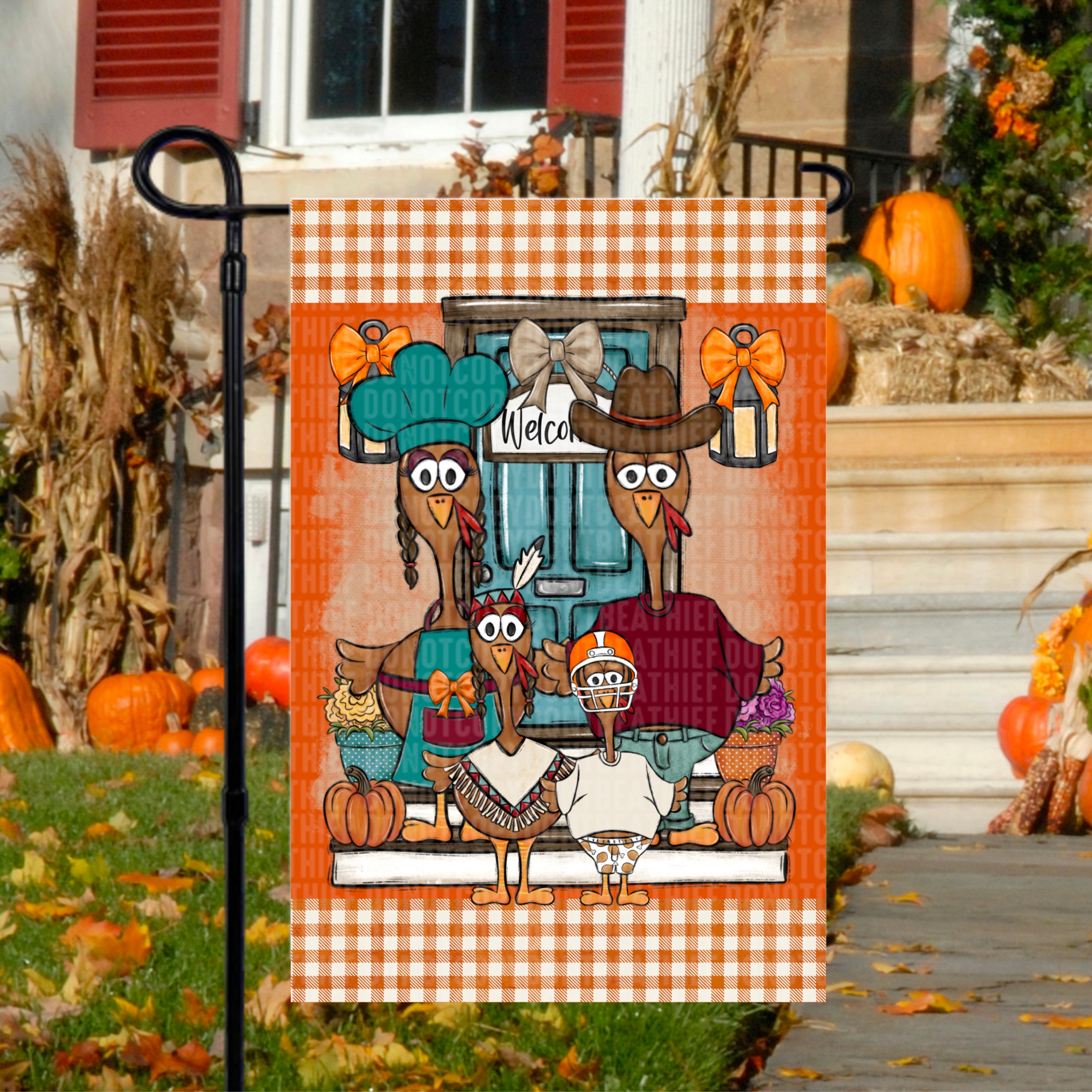 Thanksgiving Turkey Family Garden Flag – SDDbyGinaandMindy