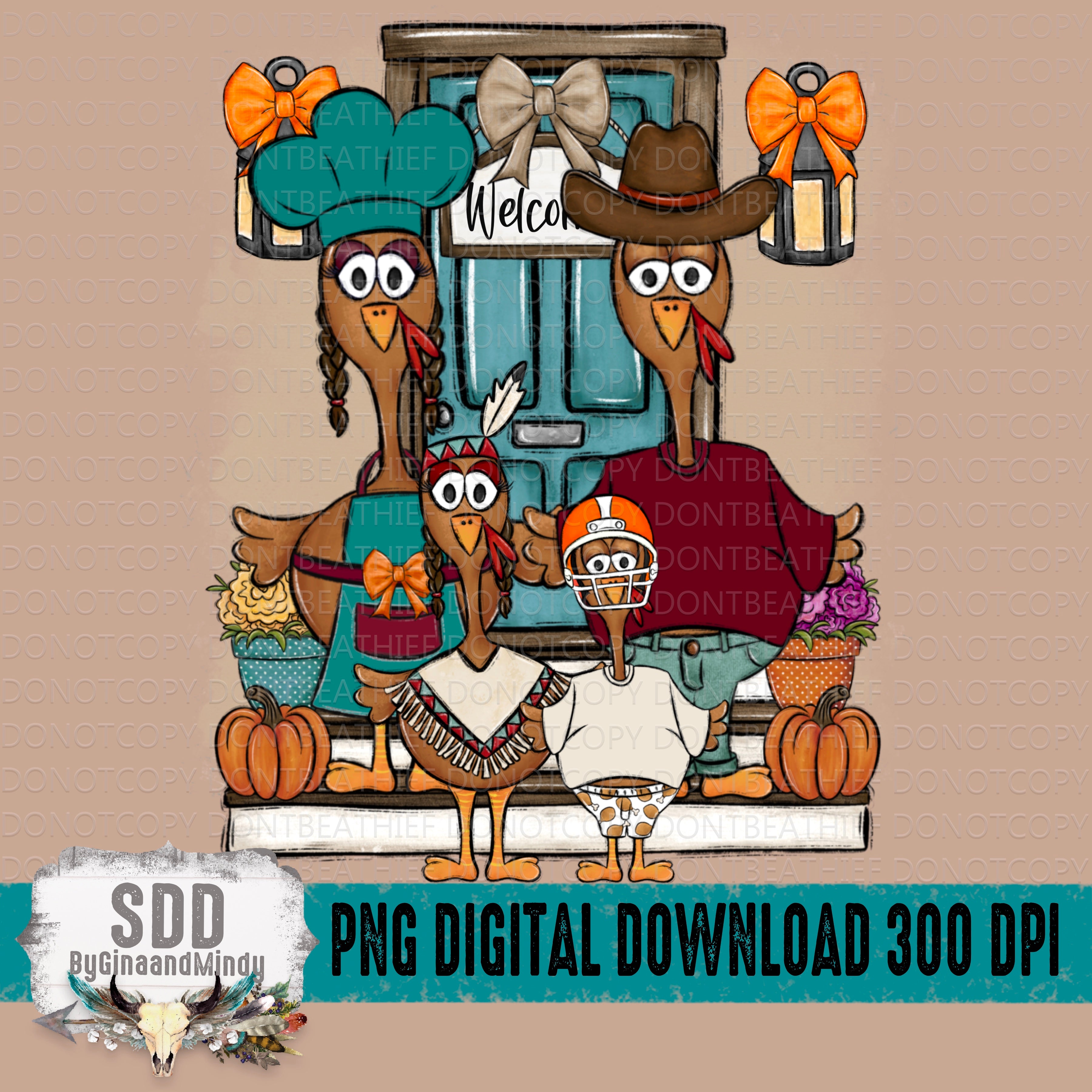 Thanksgiving Turkey Family (Pillow Cover) – SDDbyGinaandMindy