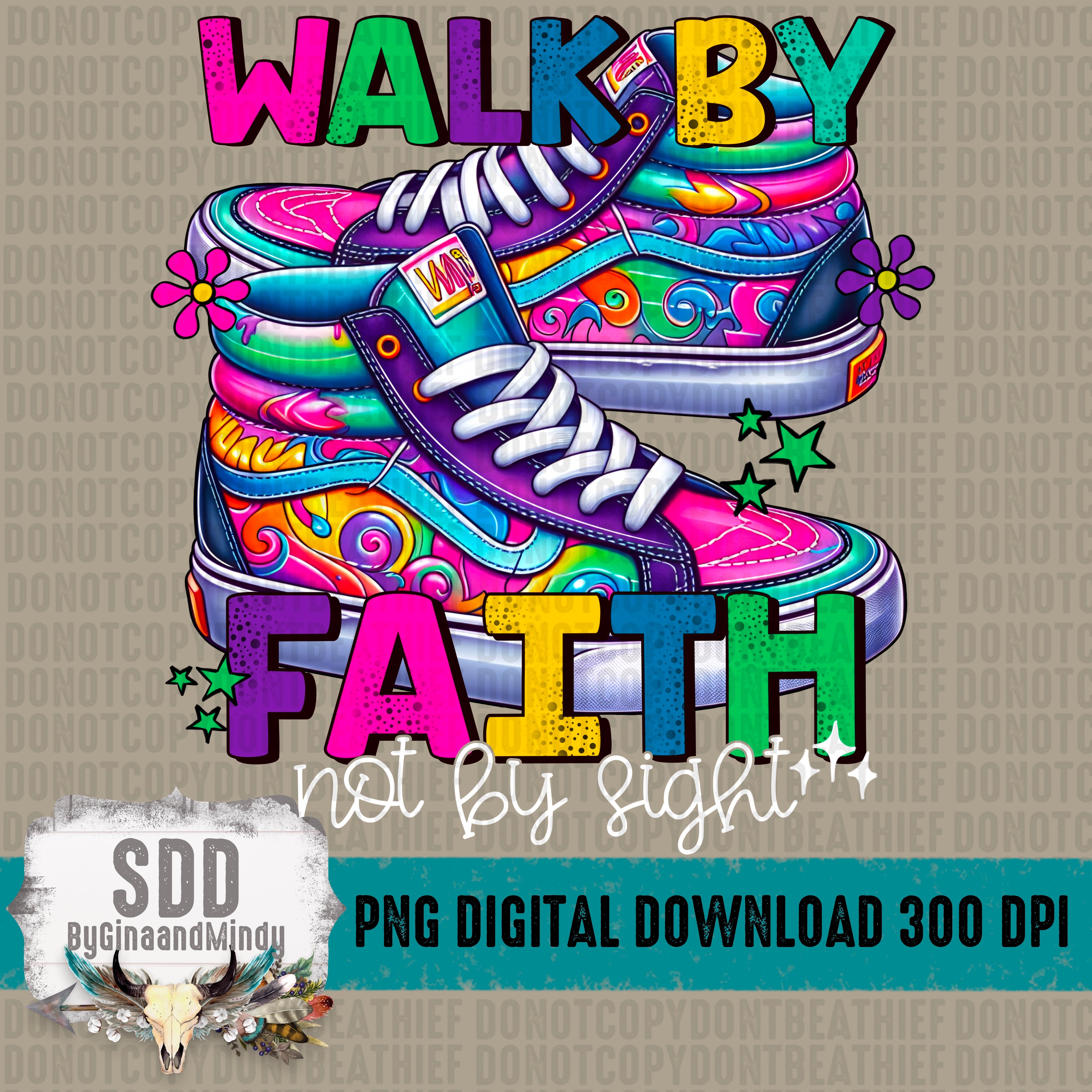 Walk by Faith (White Script Lettering) – SDDbyGinaandMindy