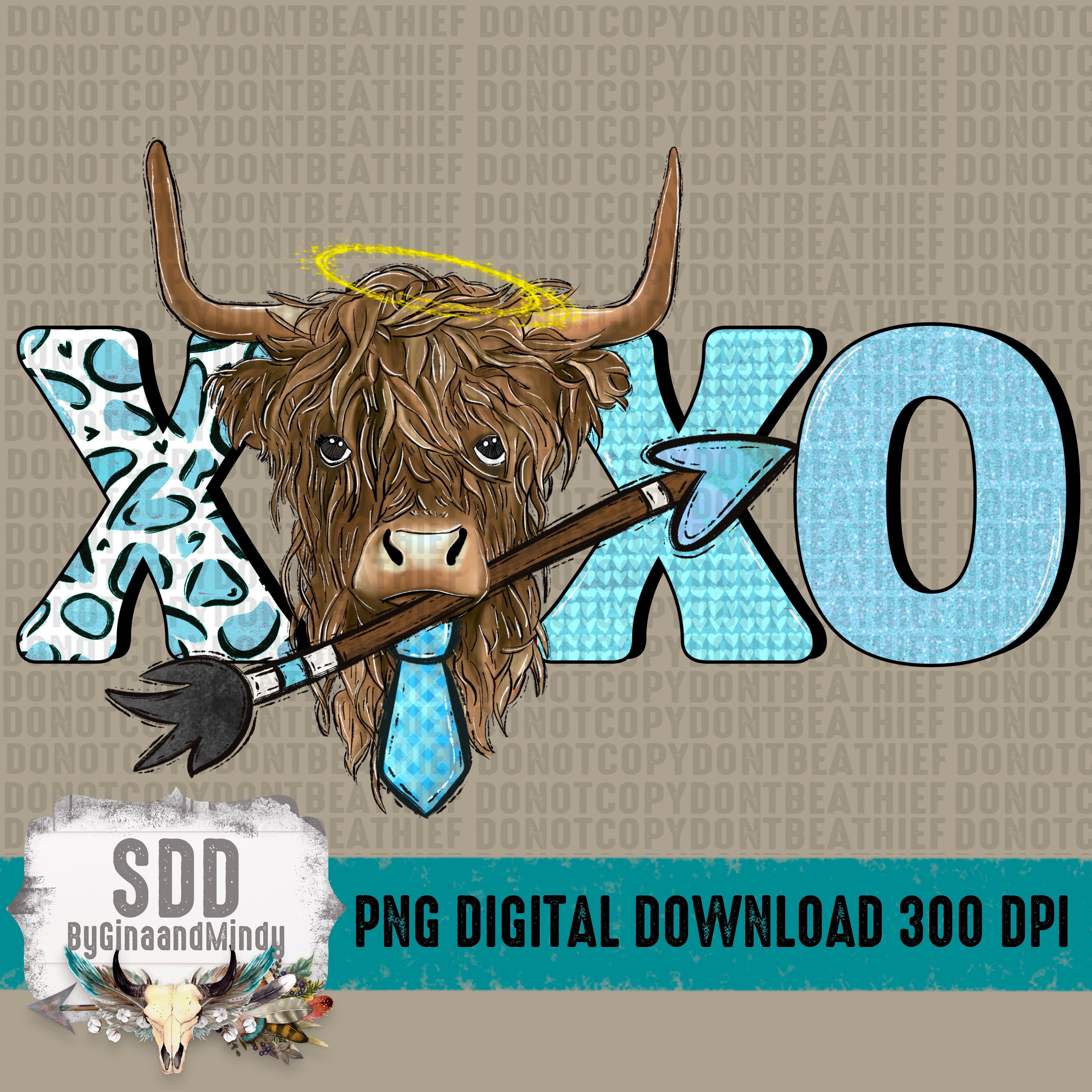 XOXO Highland Cow Blue – SDDbyGinaandMindy